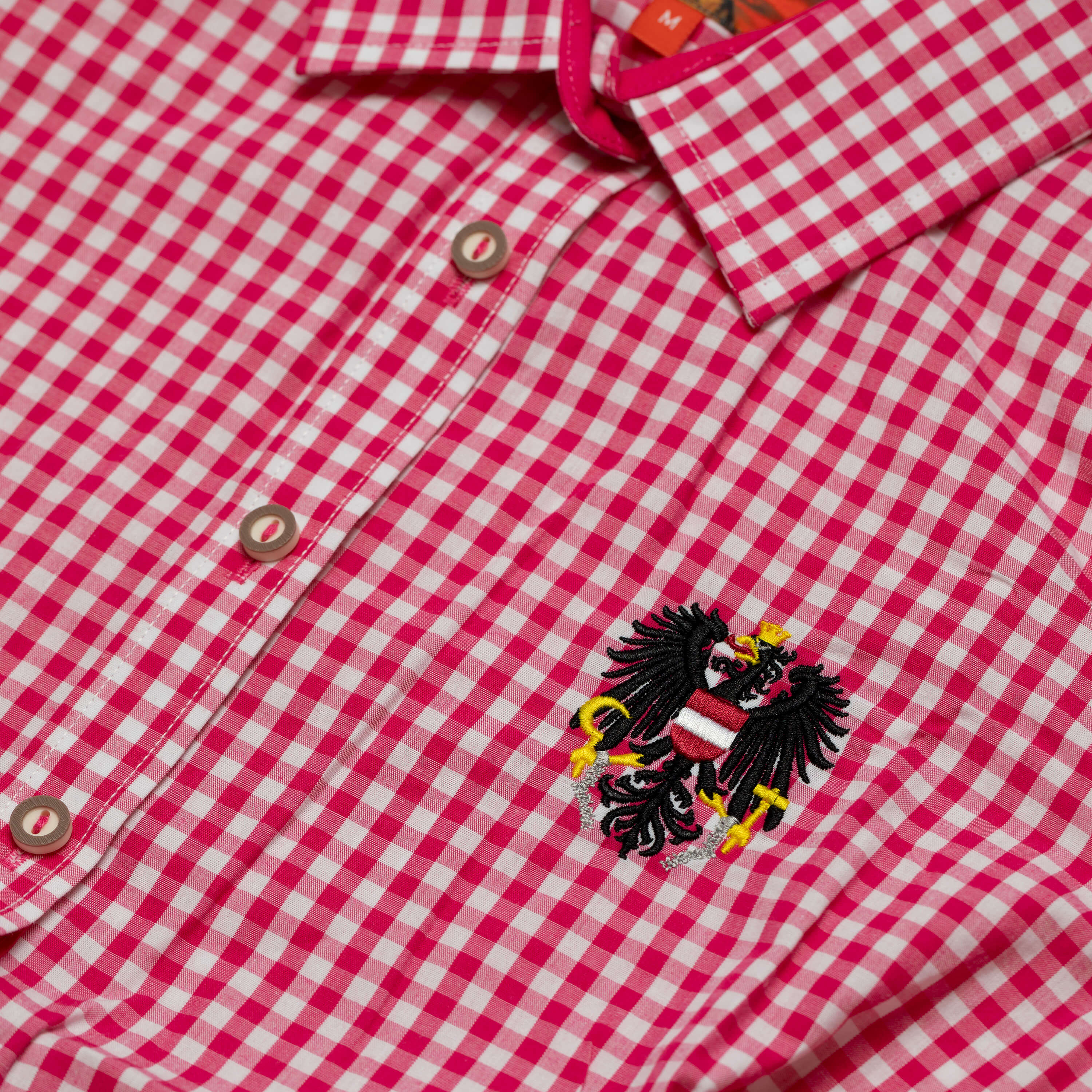 Damen Bluse "Austria" Kurzarm, Rosa-Kariert